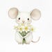 Watercolor Mouse Print - Cute Floral Animal Clipart, Nursery Wall Decor ...
