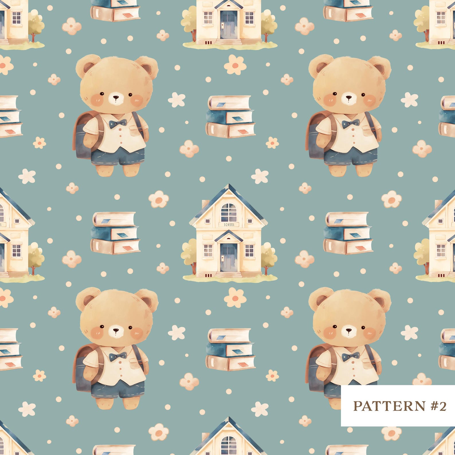 Teddy Bear Seamless Pattern-back to School-fabric Design-digital Paper ...