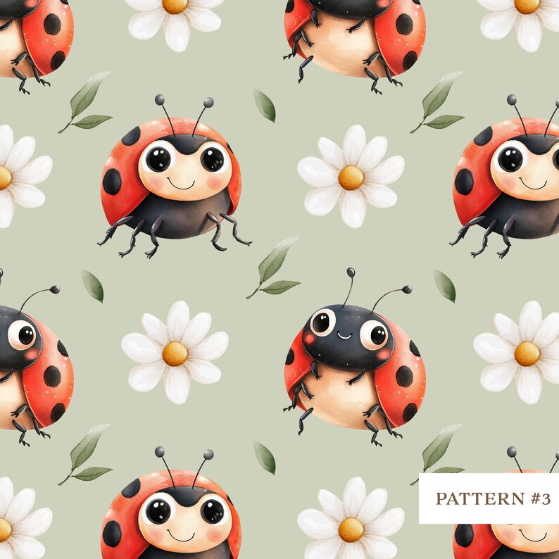 Cute Ladybugs Seamless Pattern | Seamless Patterns | Instant Download ...