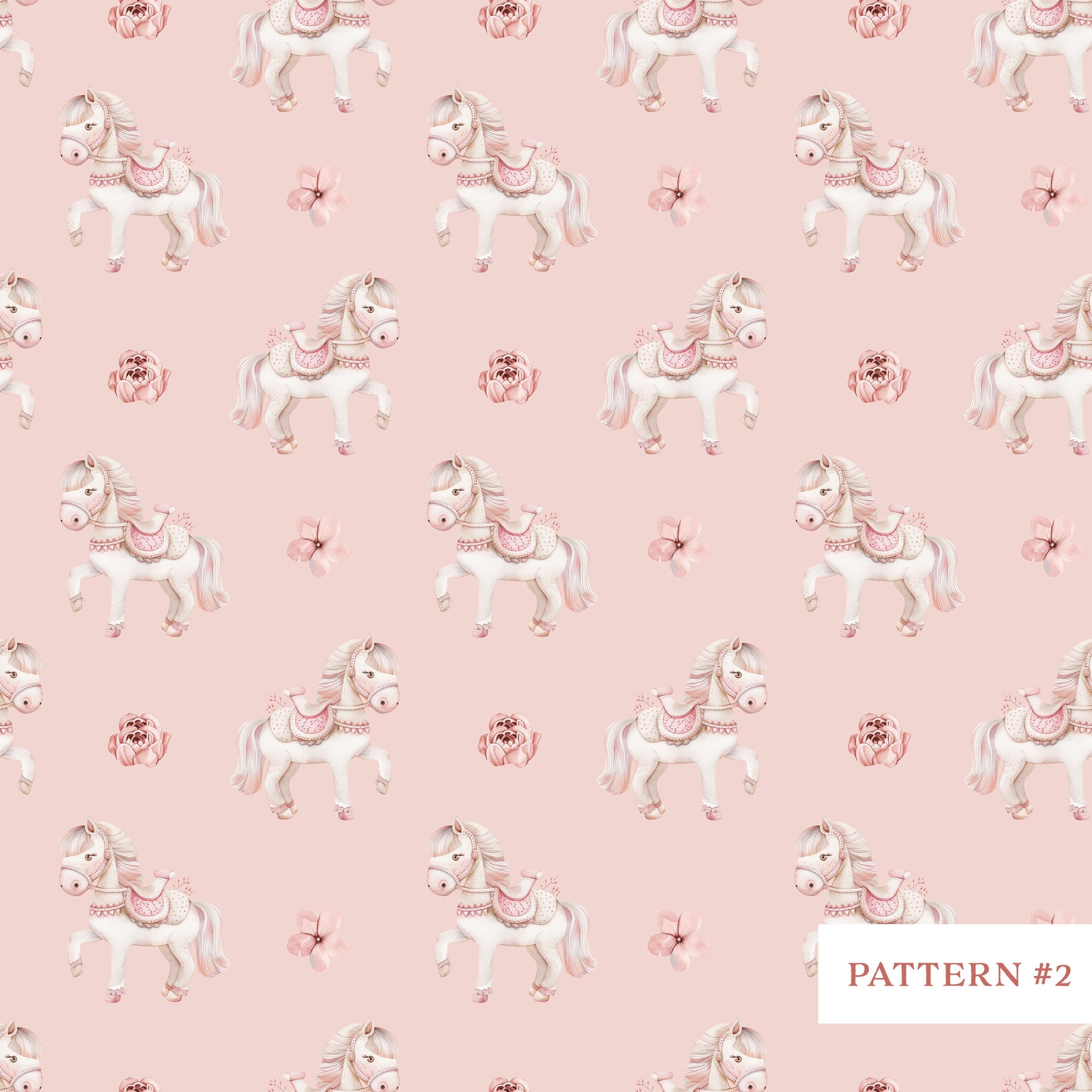 Horse Seamless Pattern-cute Watercolor Pattern-digital Paper-baby ...