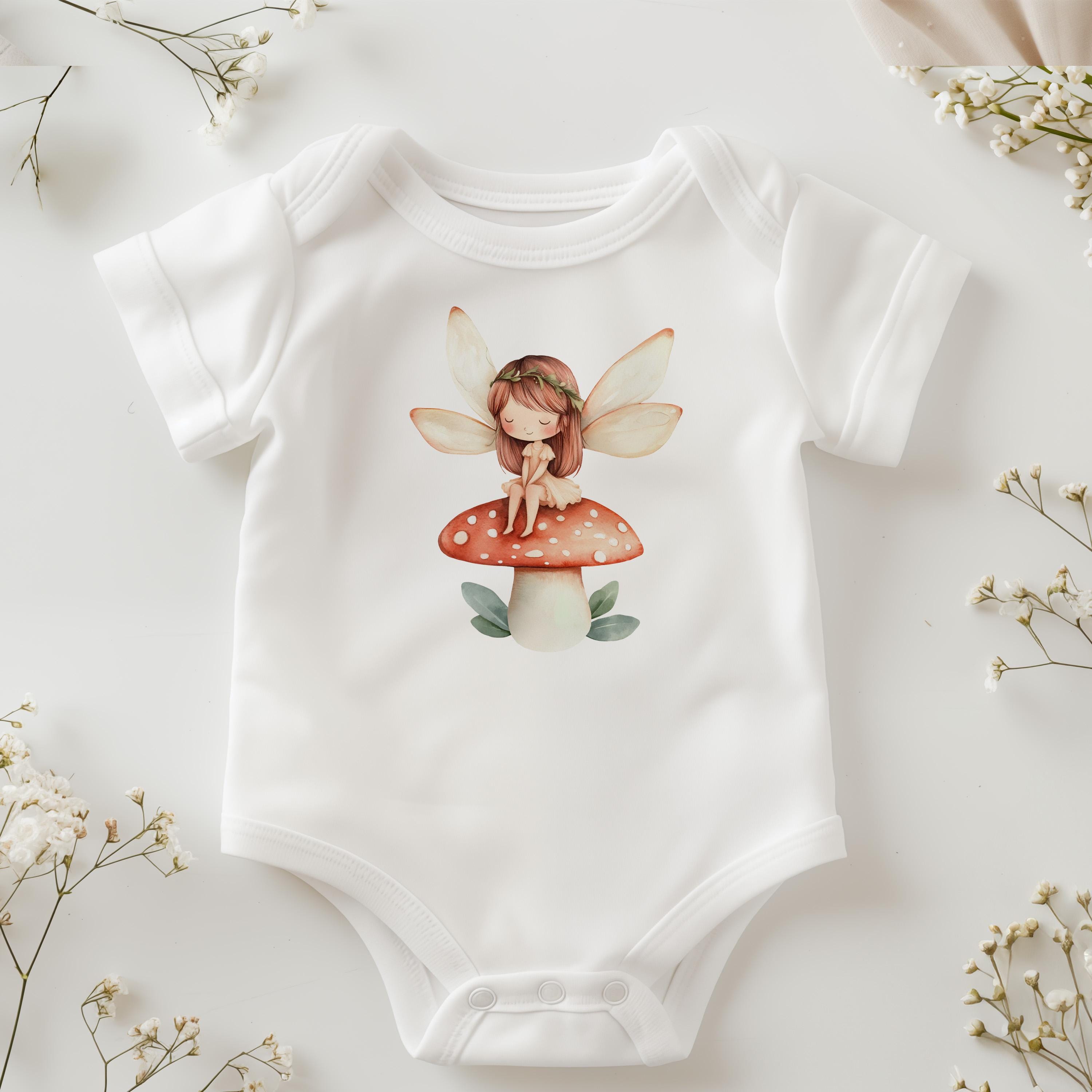 Fairy on Mushroom Clipart, Whimsical Woodland Illustration, Kids Room ...