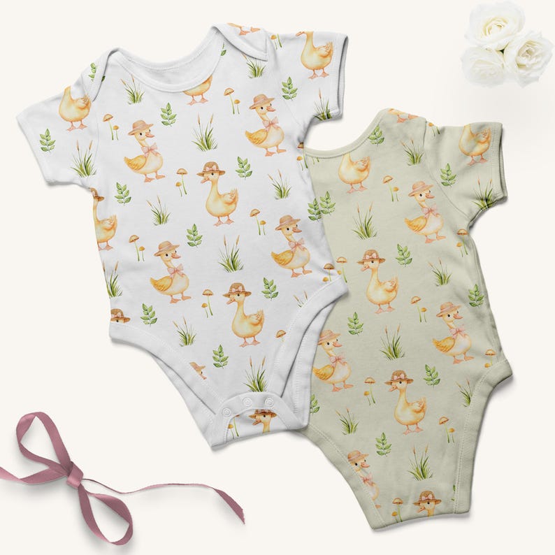 Adorable Duck Seamless Pattern,cute Goose Download, Baby Shower Decor ...