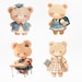 Watercolor Bear Back to School Clipart-cute Teddy Bear Girl-baby Shower ...