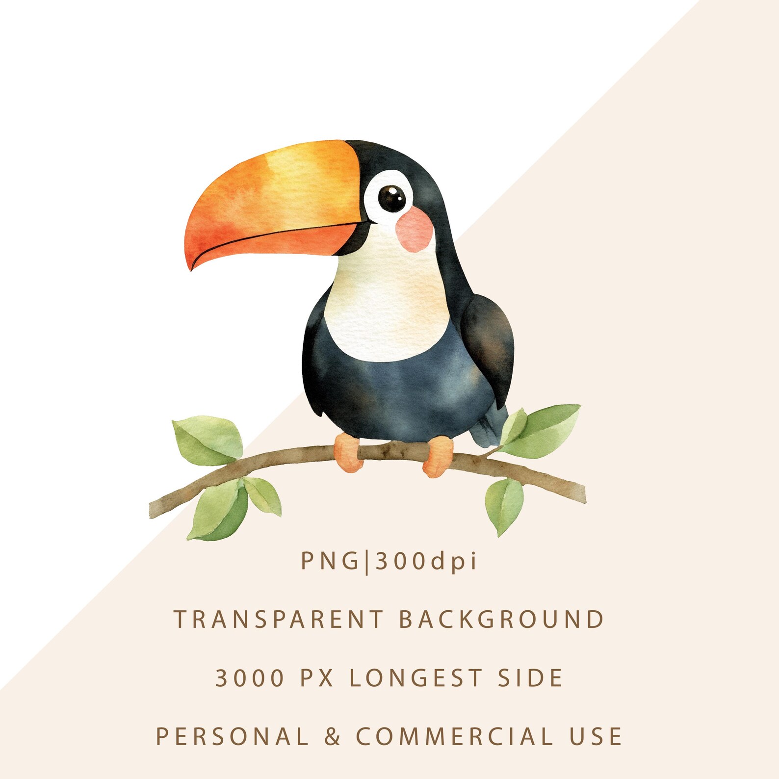 Watercolor Safari Clipart Bundle PNG, Jungle Animals, Nature Elements ...