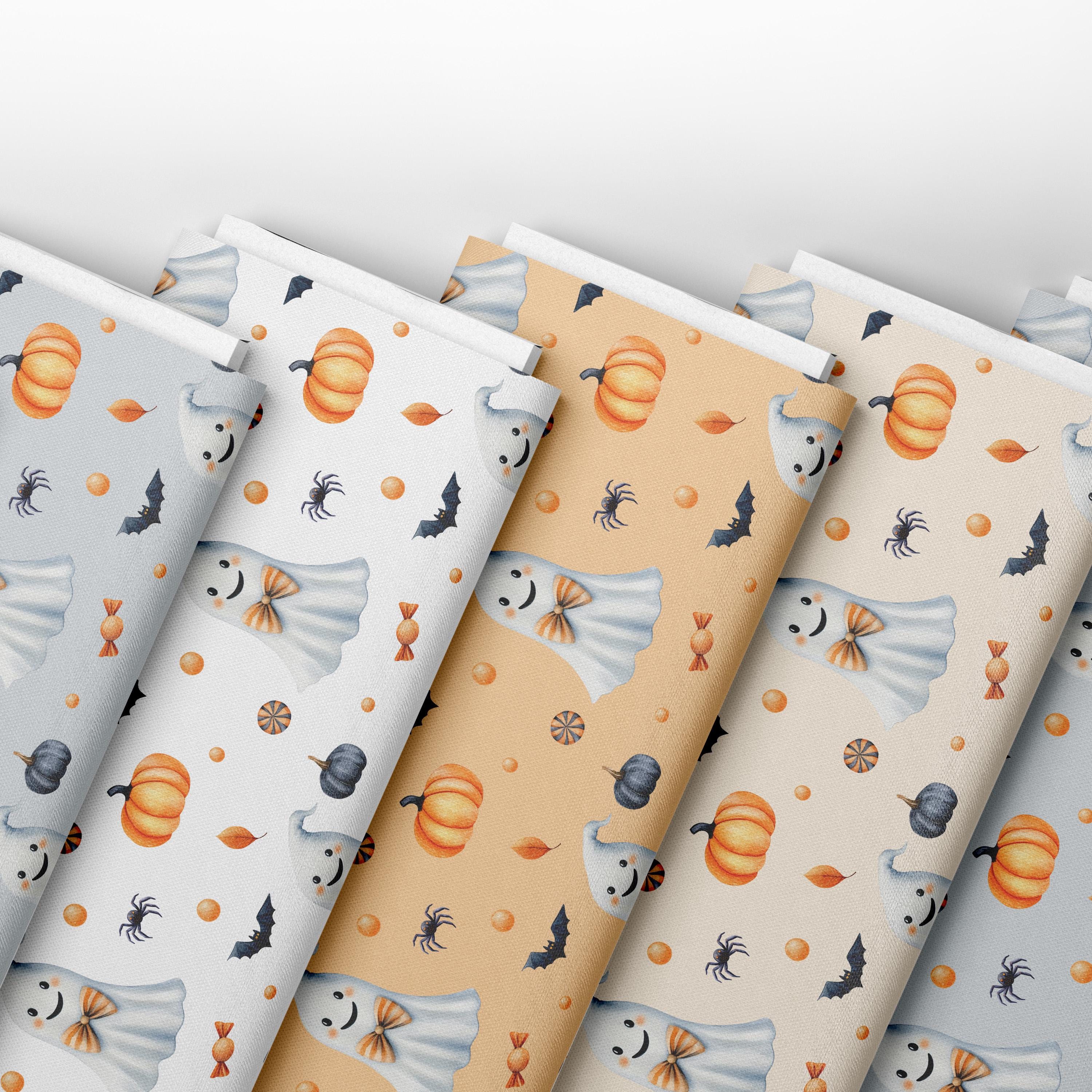 Cute Ghosts Seamless Pattern-pumpkins-spider-bat-halloween Spooky ...