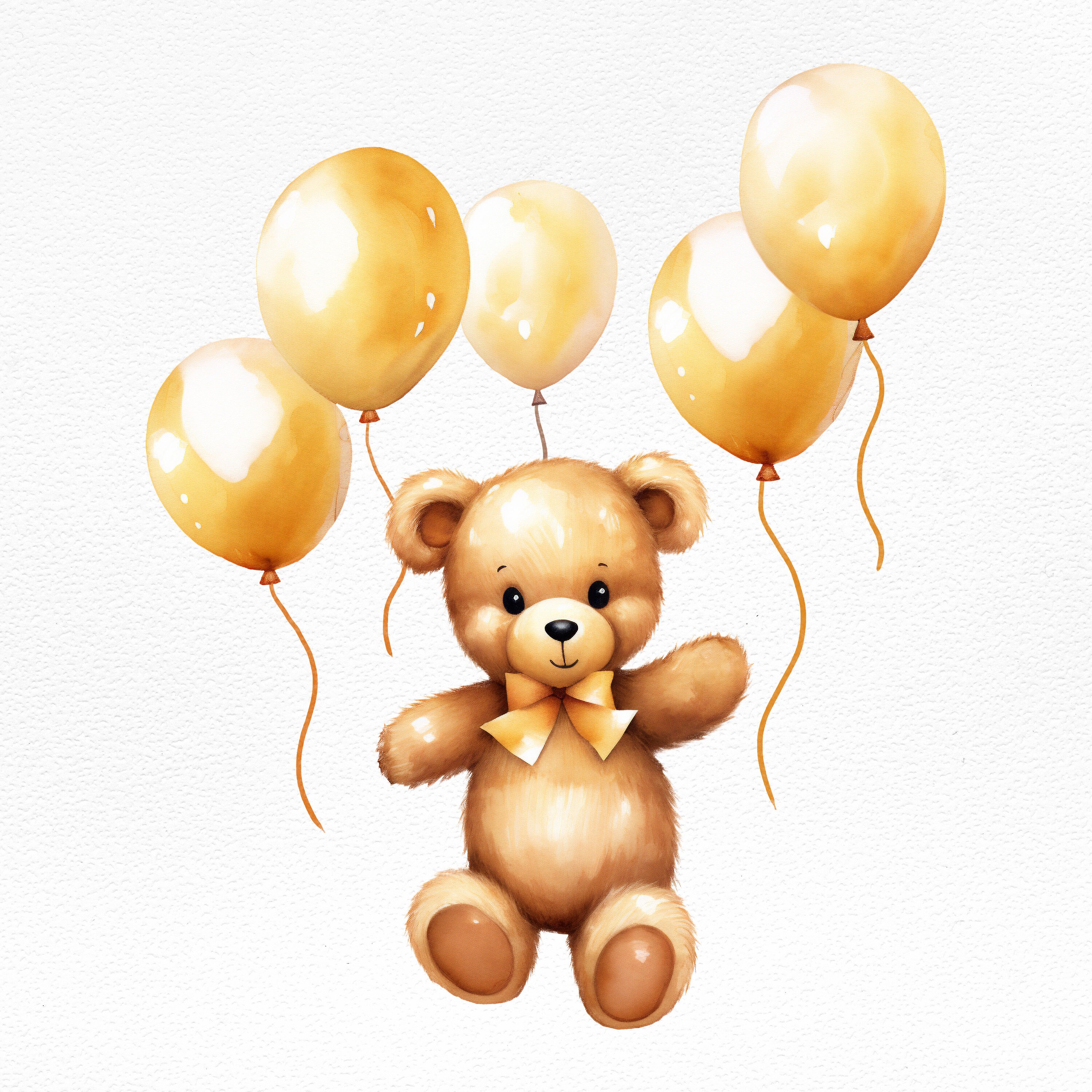 Teddy Bear Gold Balloons Clipart-baby Shower Png-clipart for Invitation ...