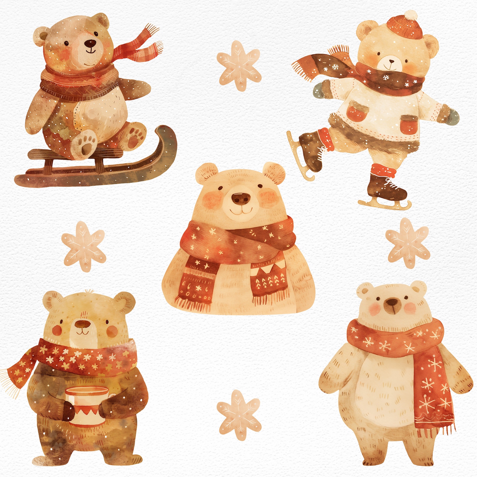 Watercolor Cute Teddy Bear Clipart-commercial Use Clip Art-watercolor ...