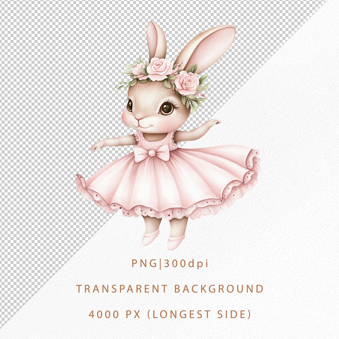 Watercolor Ballerina Bunny Clipart PNG Floral-bunny Clip Art-ballet ...