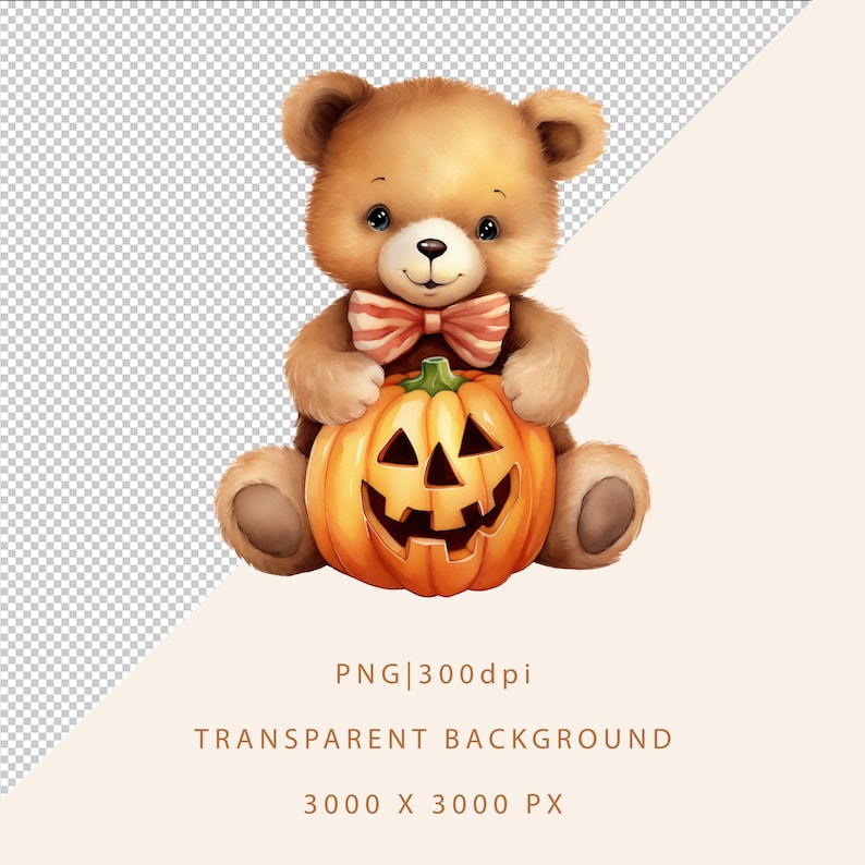 Cute Halloween Teddy Bear Clipart Png-watercolour Teddy Bears-teddy ...