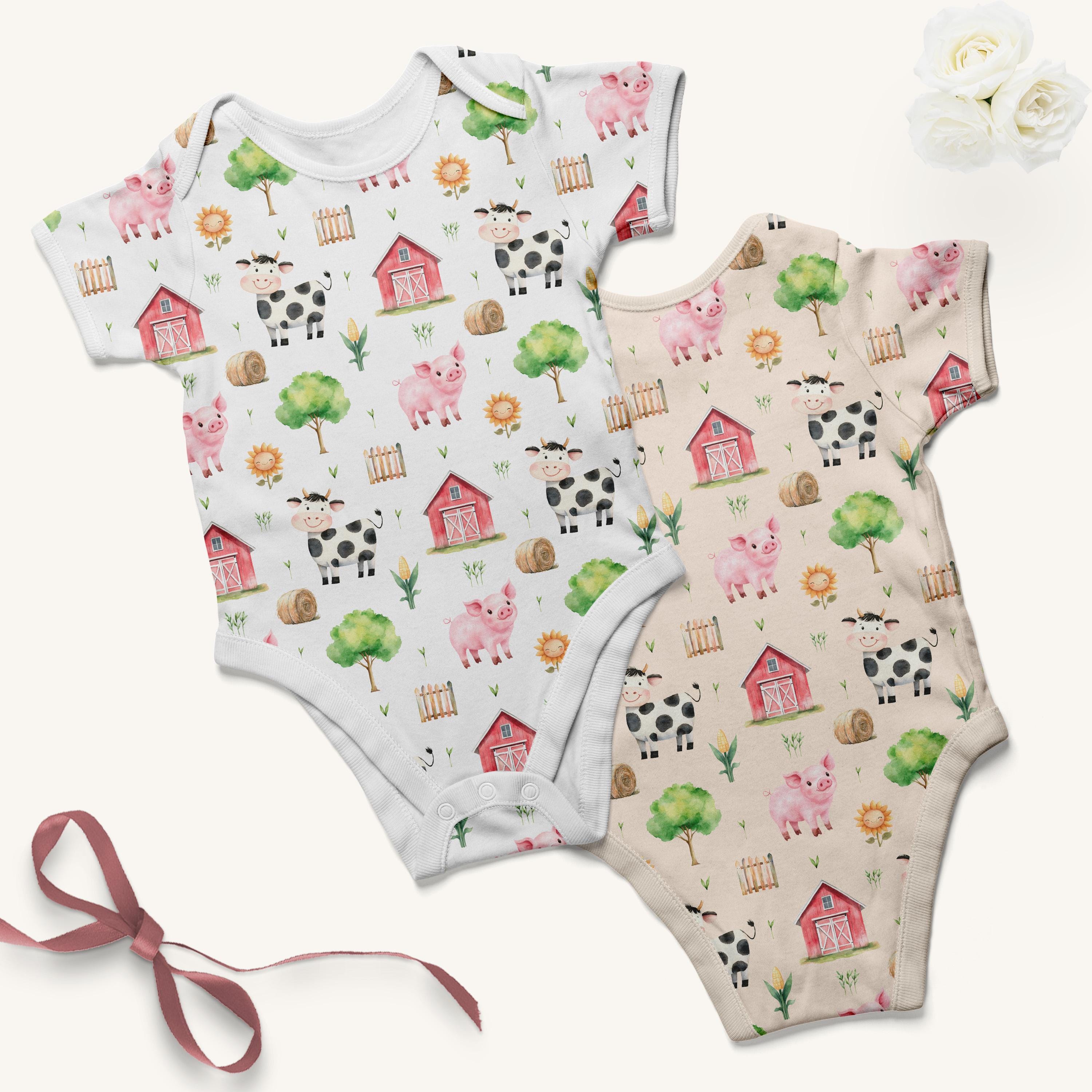 Watercolor Farm Animals Digital Paper, Cow and Pig Seamless Pattern ...