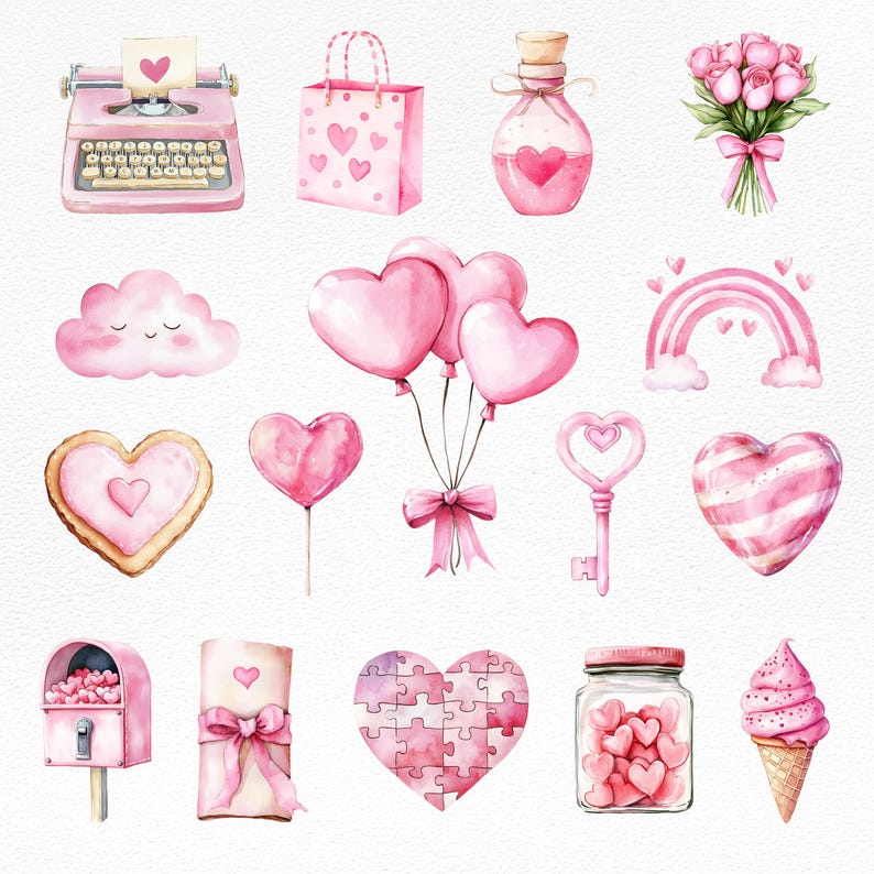 Watercolor Valentines Day Clipart, Sweet Valentines, Valentines Clipart ...