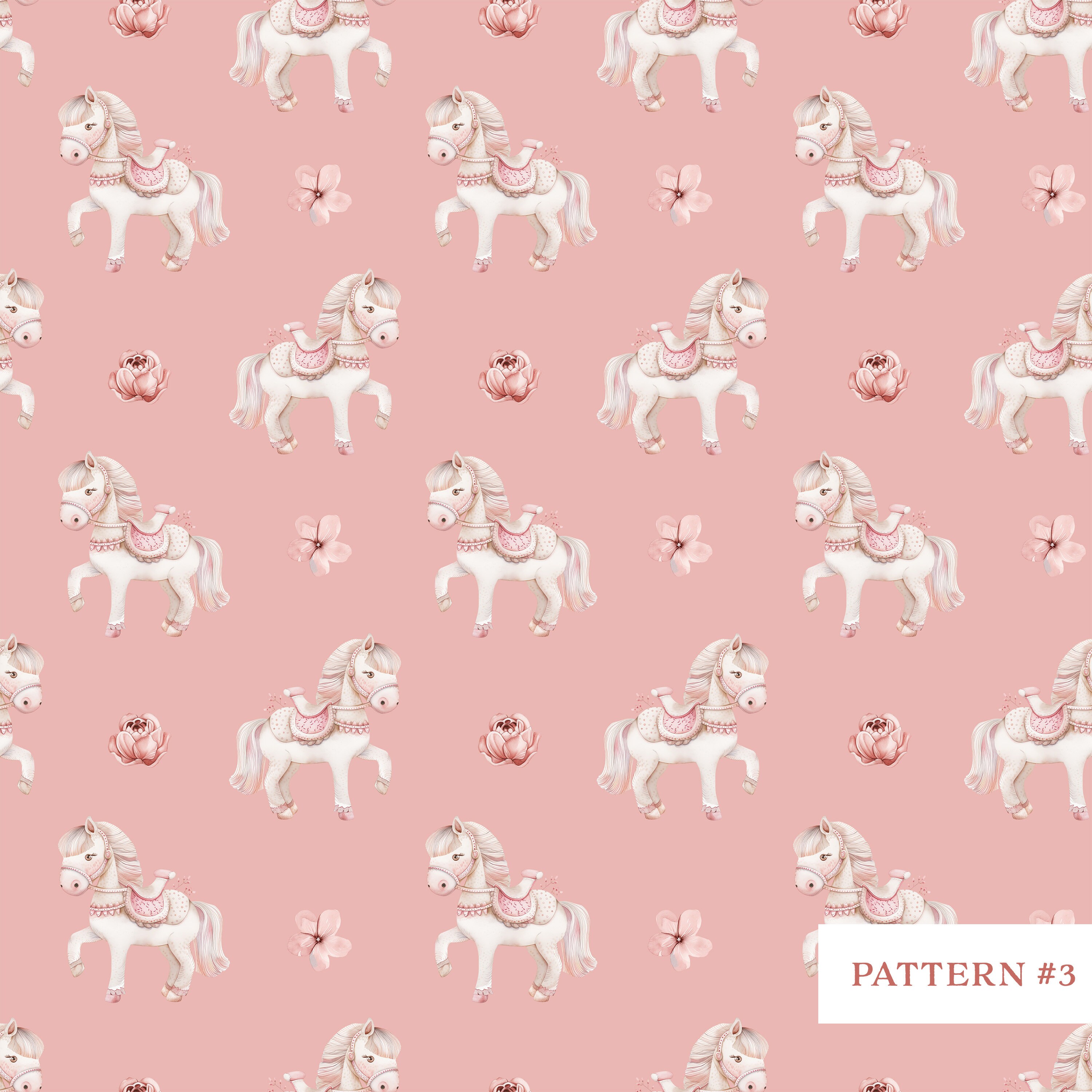 Horse Seamless Pattern-cute Watercolor Pattern-digital Paper-baby ...