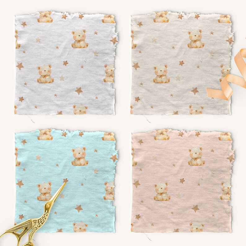 Baby Bear Seamless Pattern - Watercolor Pattern - Digital Paper ...