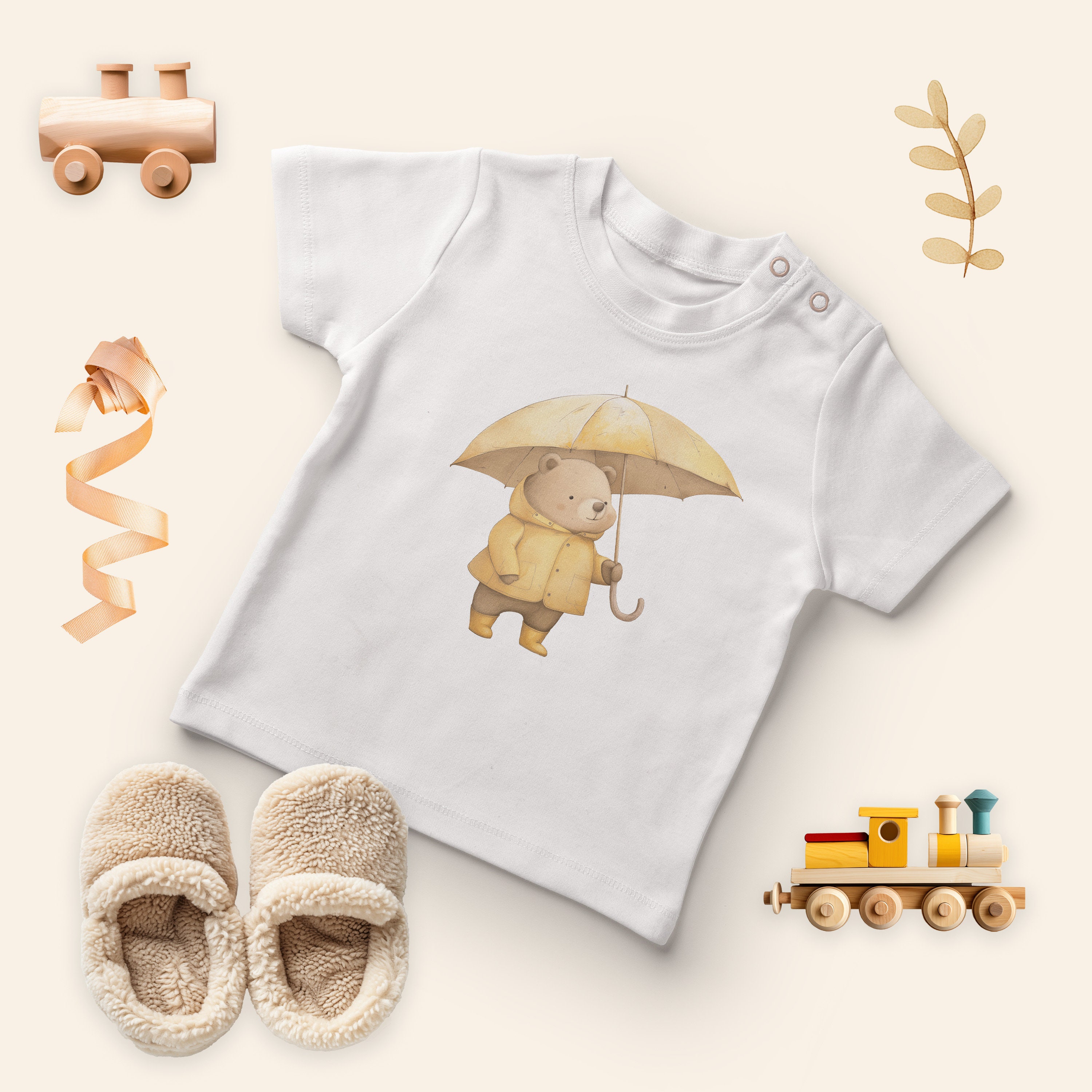 Bear With Umbrella Clip Art-bear in Raincoat Watercolor Illustration ...