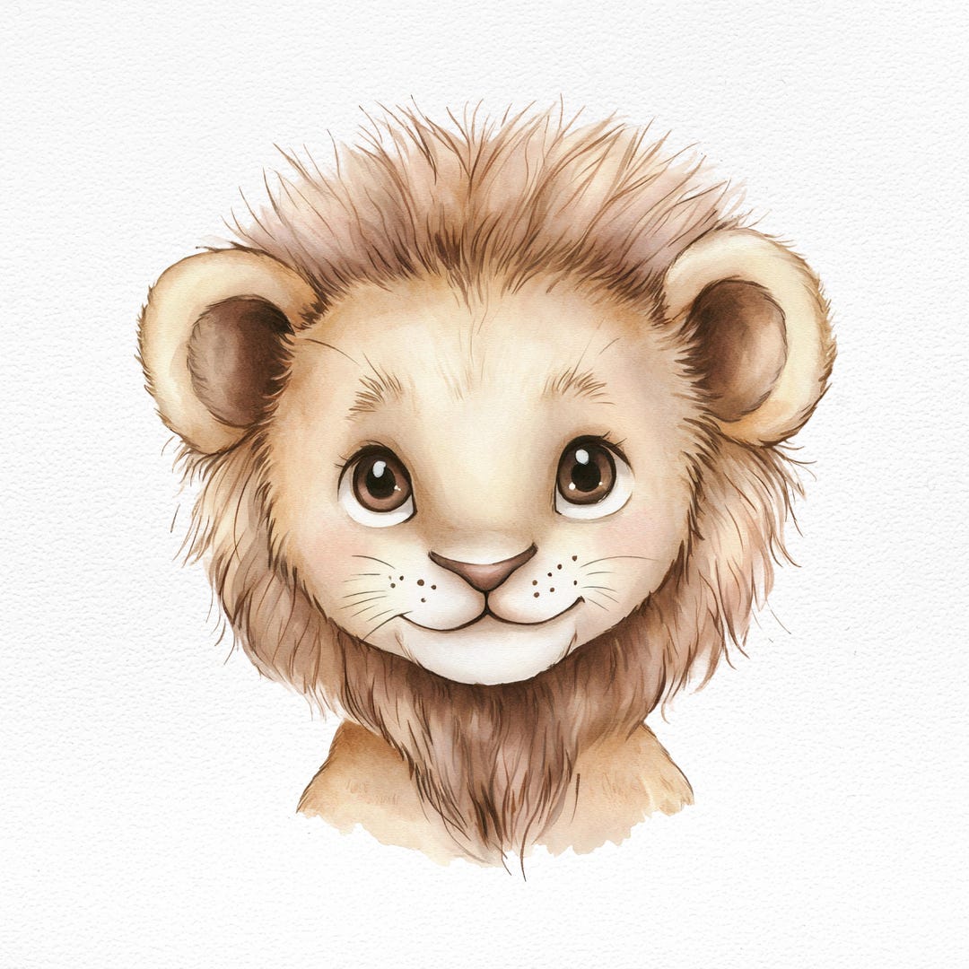 Adorable Baby Lion Nursery Art, Printable Wall Decor, Safari Animal ...