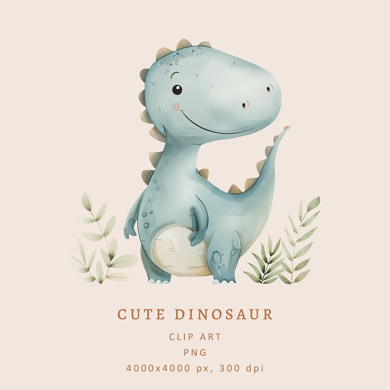 Dinosaur Clip Art-dinosaur Watercolor Illustration-animal Png-baby ...
