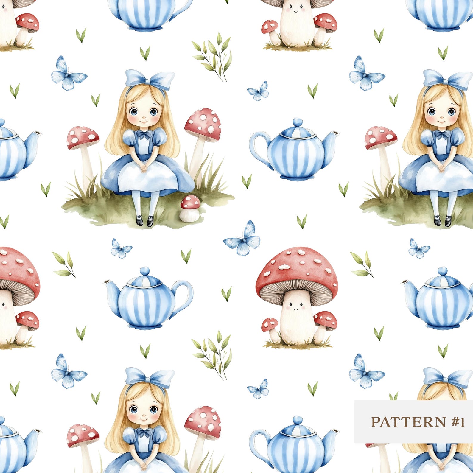 Alice in Wonderland Seamless Pattern, Whimsical Digital Paper, Fabric ...