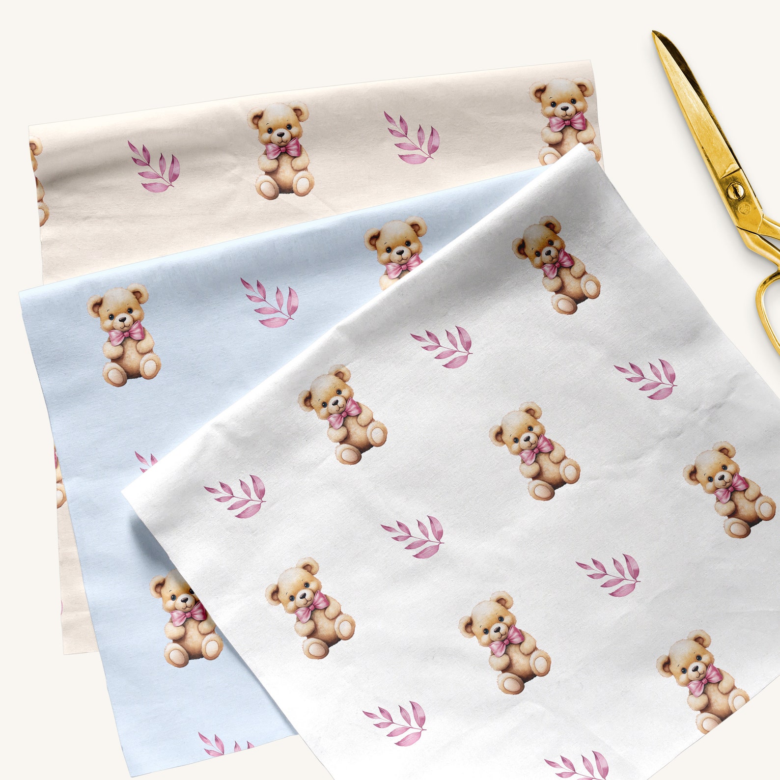 Teddy Bear Pink Bow Seamless Pattern-repeating Pattern-teddy Bear ...