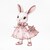 Watercolor Bunny Clipart Flower Dress-easter Bunny-nursery Decor-spring ...