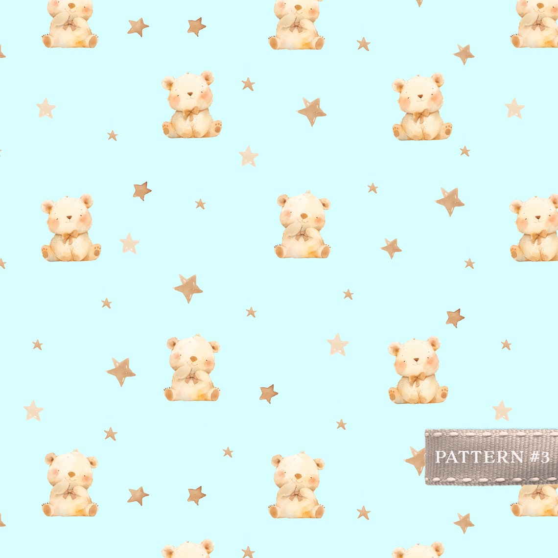 Baby Bear Seamless Pattern - Watercolor Pattern - Digital Paper ...