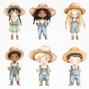 Watercolor Farm Clipart Bundle, Cute Farm Animals PNG, Kids Farmers ...