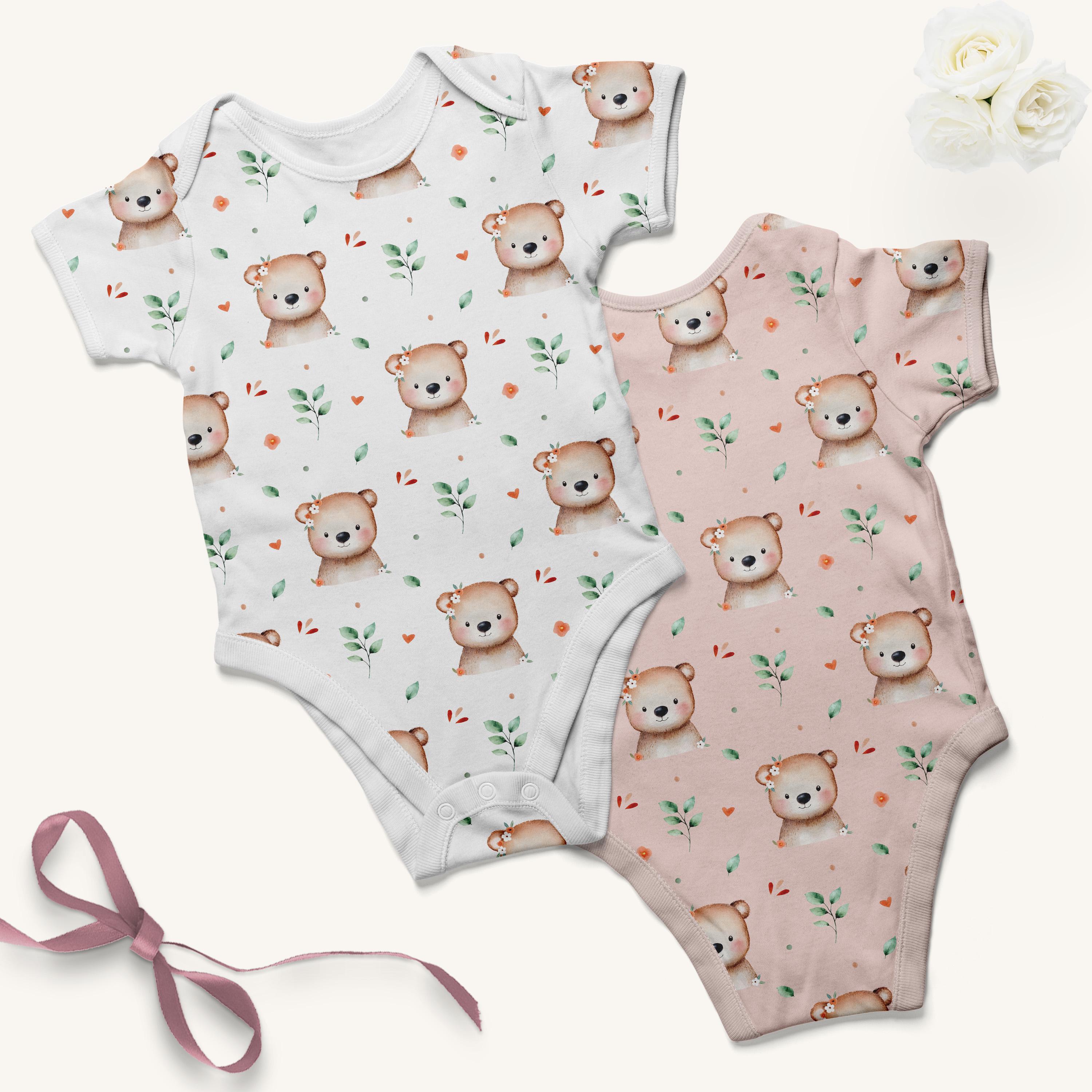 Seamless Watercolor Bear Pattern, Cute Teddy Bear Digital Paper, Baby ...