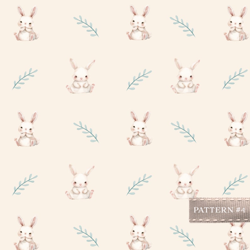 Cute Bunny Seamless Pattern - Rabbit Watercolor Pattern - Digital Paper ...