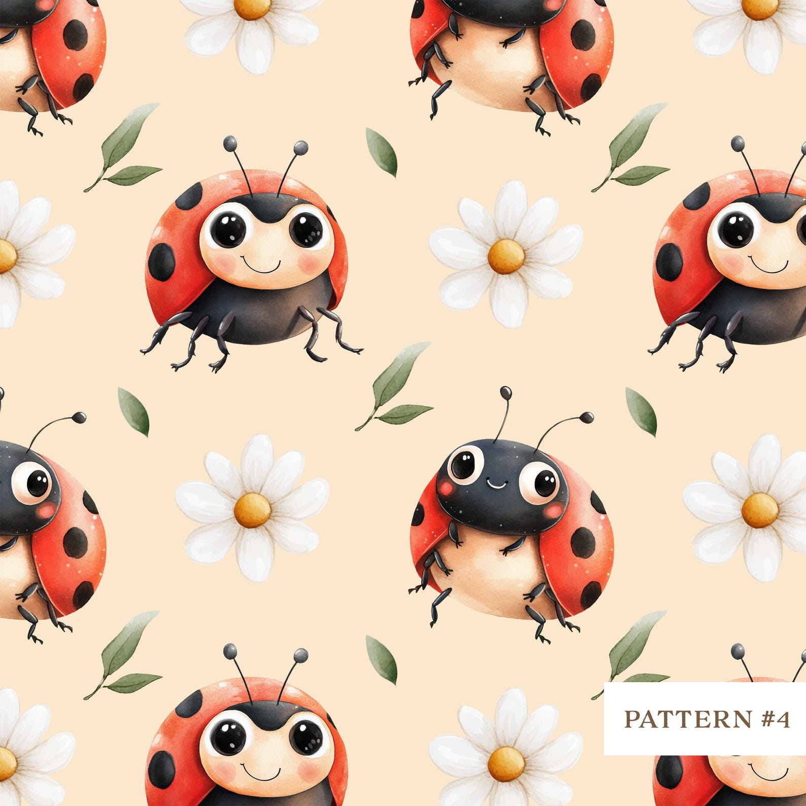Cute Ladybugs Seamless Pattern | Seamless Patterns | Instant Download ...