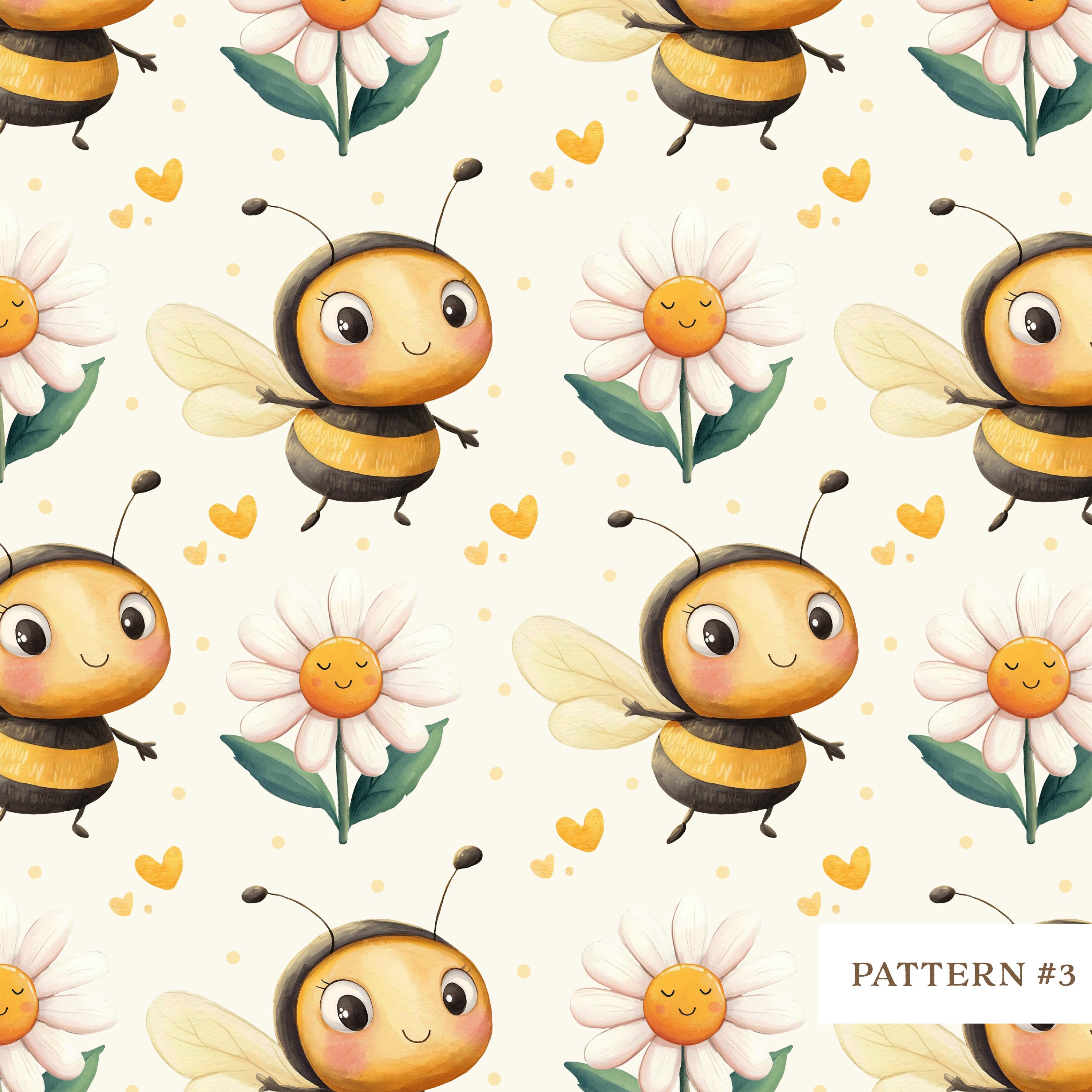 Cute Bee Seamless Pattern | Honey Bee Seamless Patterns PNG | Printable ...