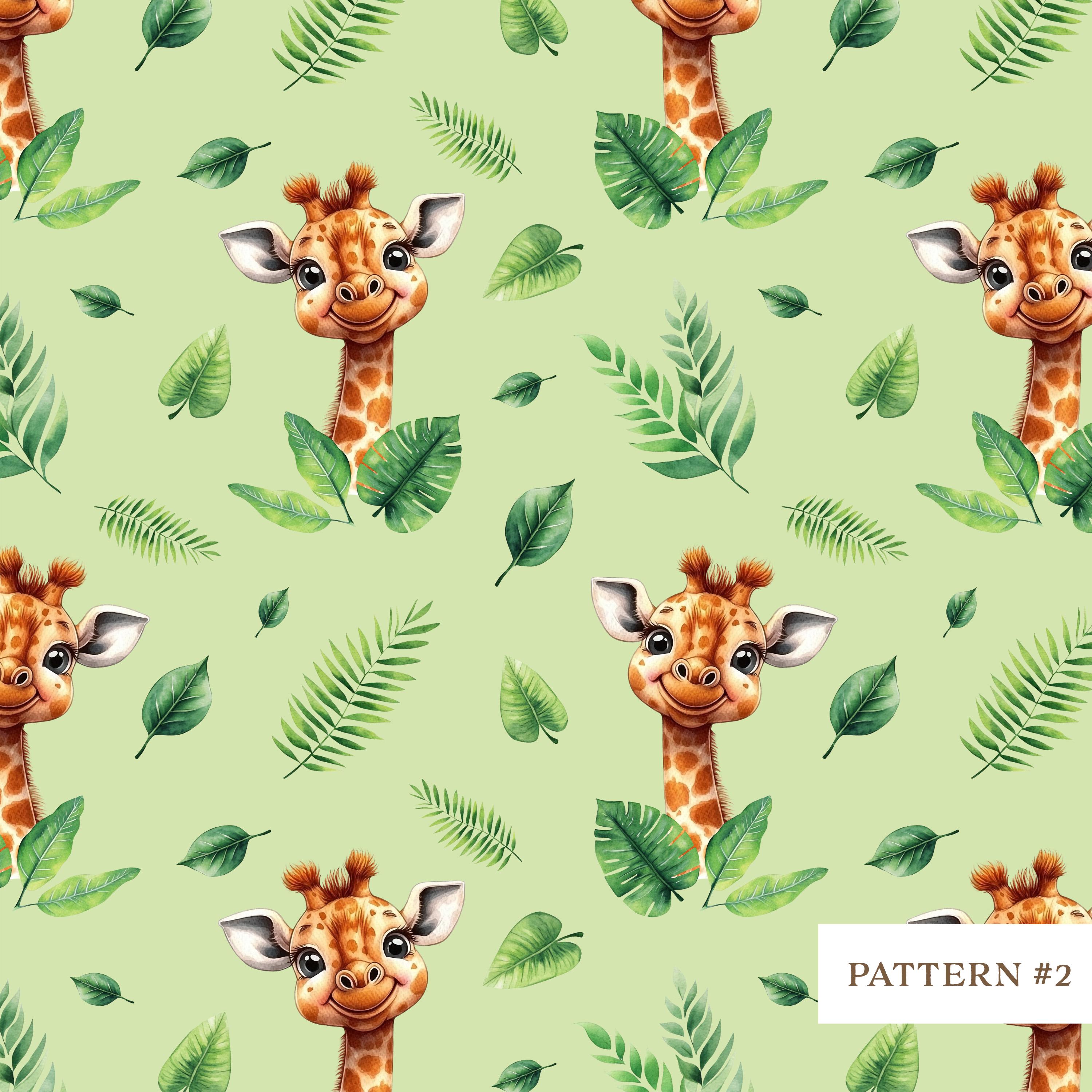Seamless Giraffe Pattern, Tropical Leaf Pattern, Jungle Safari Nursery ...