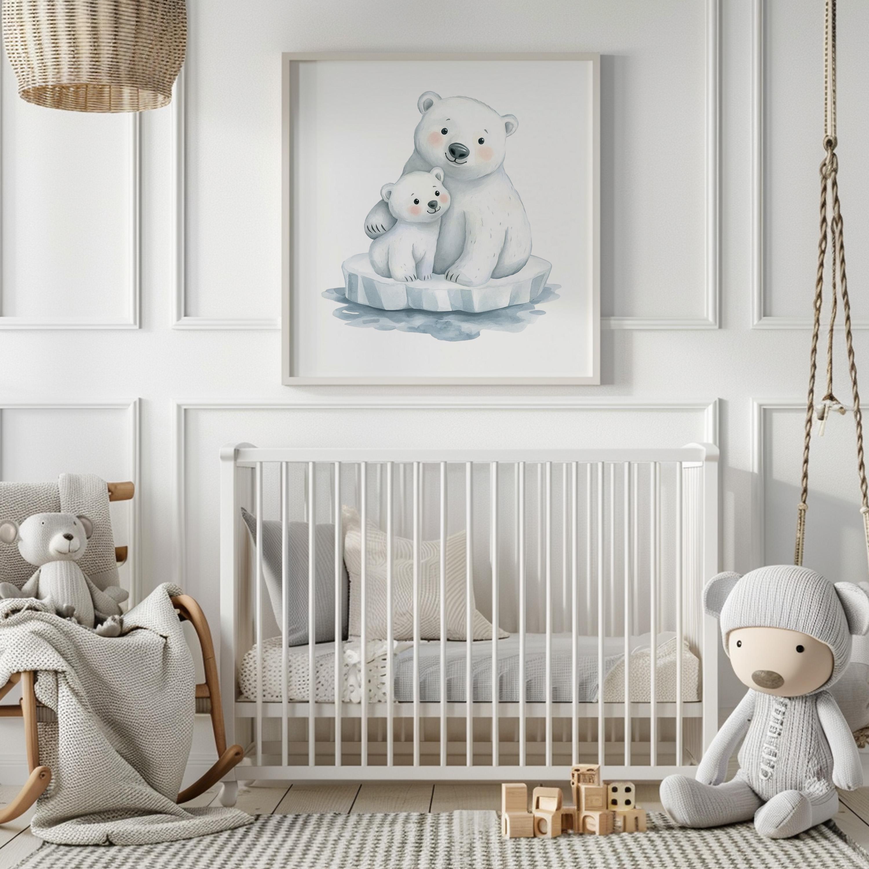 Mama Polar Bear Clipart-watercolor Polar Bears Clipart-cute Baby Polar ...