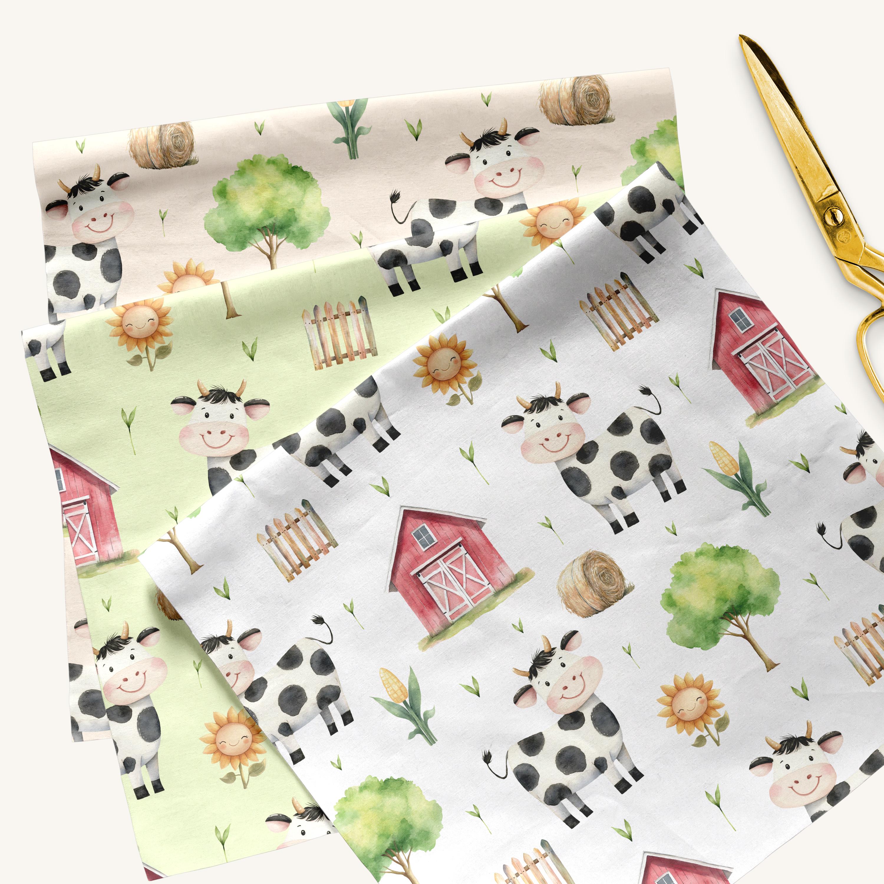 Farm Animal Seamless Pattern PNG, Watercolor Cow Seamless Digital Paper ...