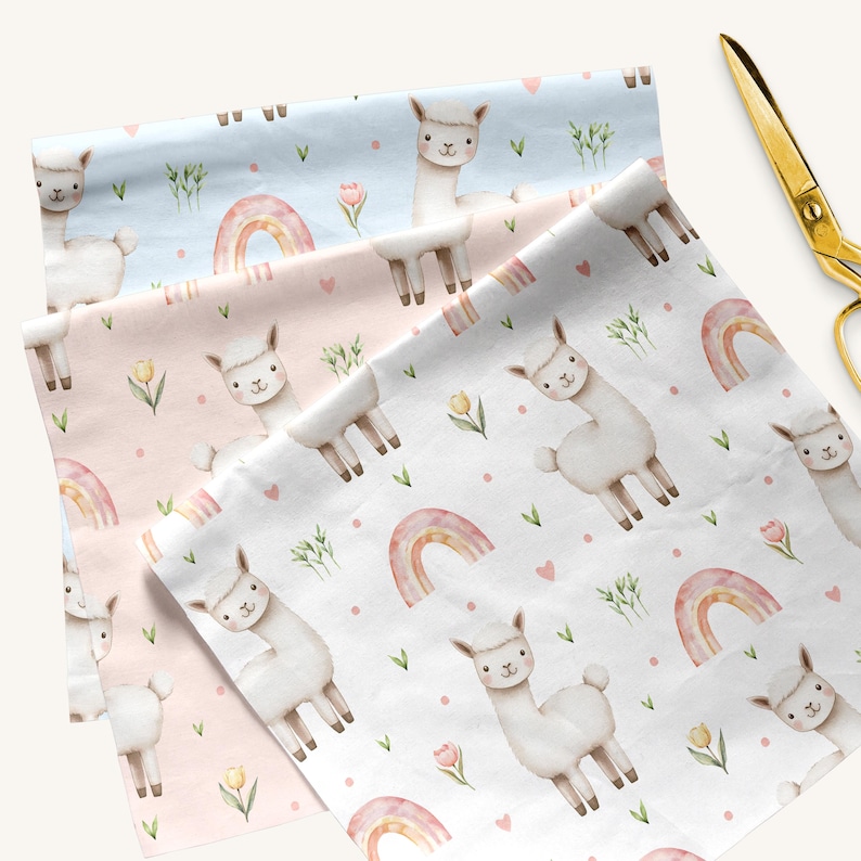 Cute Alpaca Seamless Pattern, Pastel Llama Digital Paper, Baby Nursery ...