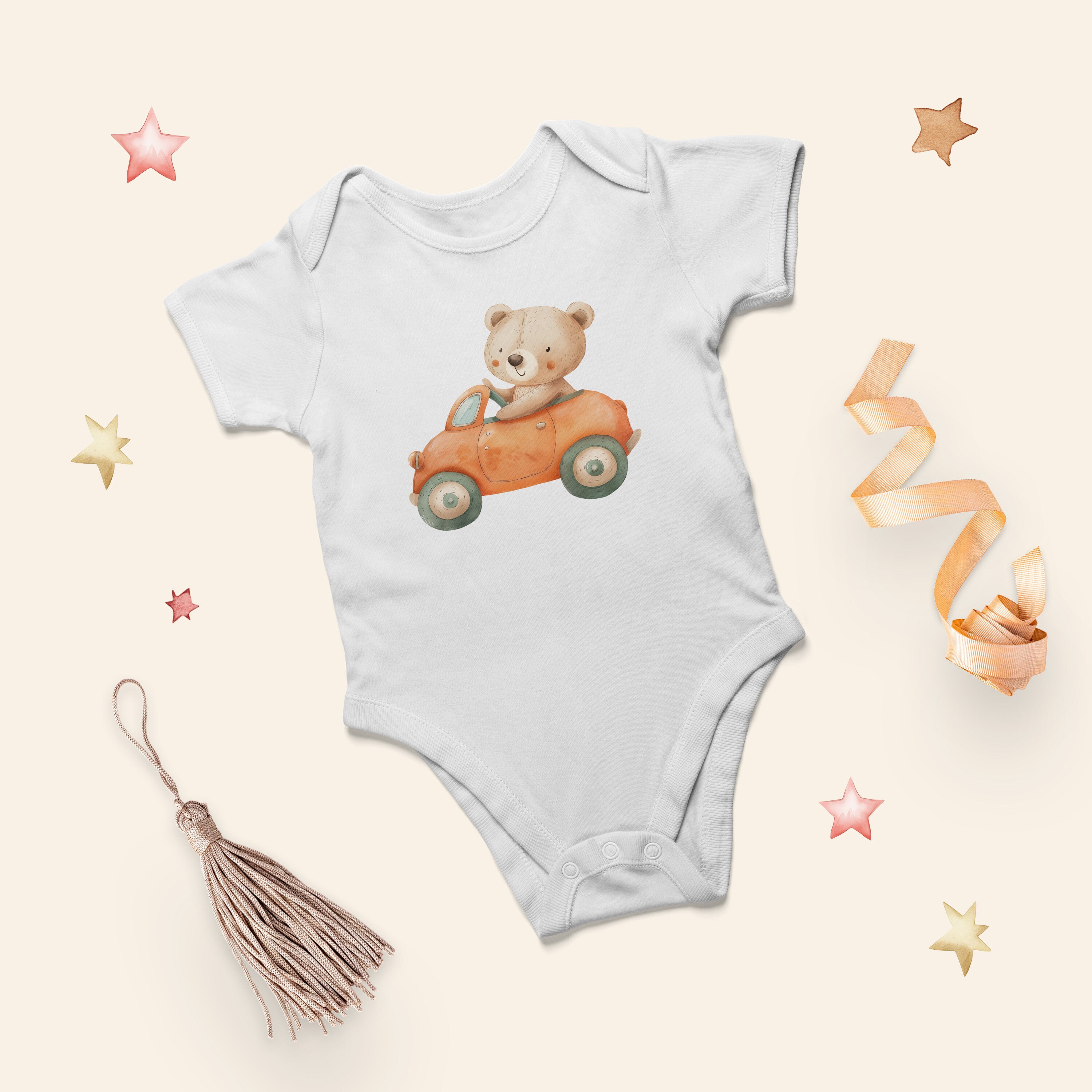 Bear Riding a Car Clip Art-bear Watercolor Illustration-animal Clipart ...