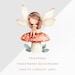Fairy on Mushroom Clipart, Whimsical Woodland Illustration, Kids Room ...