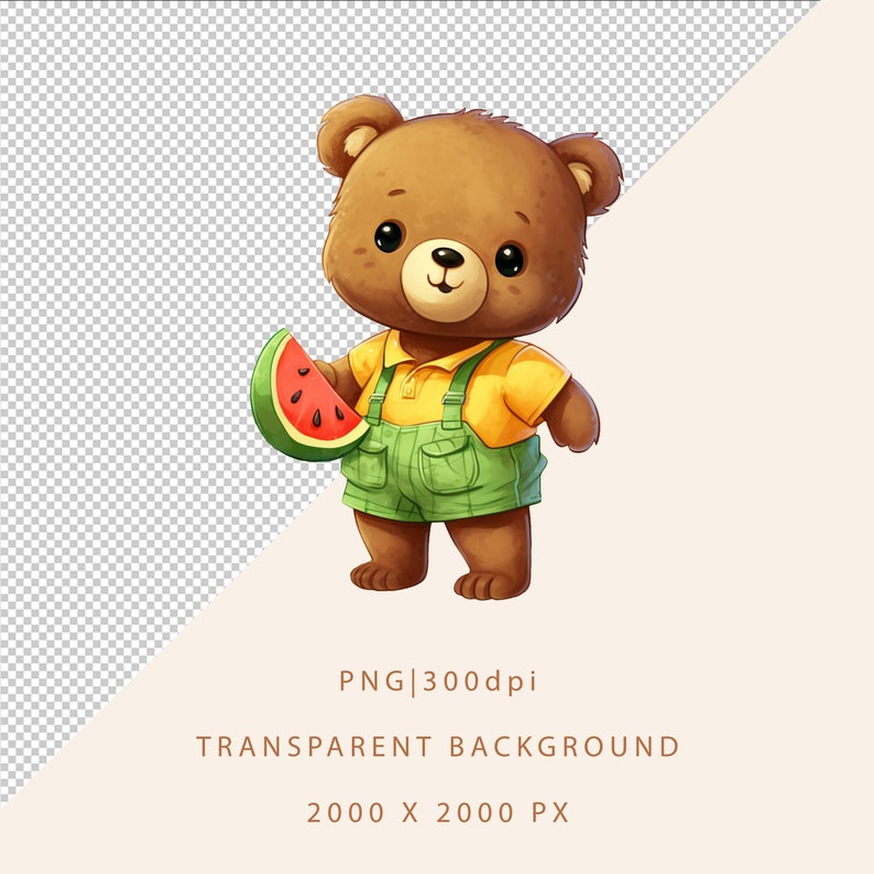 Teddy Bear Summer Clipart-baby Shower Clipart-watercolor Teddy Bear ...