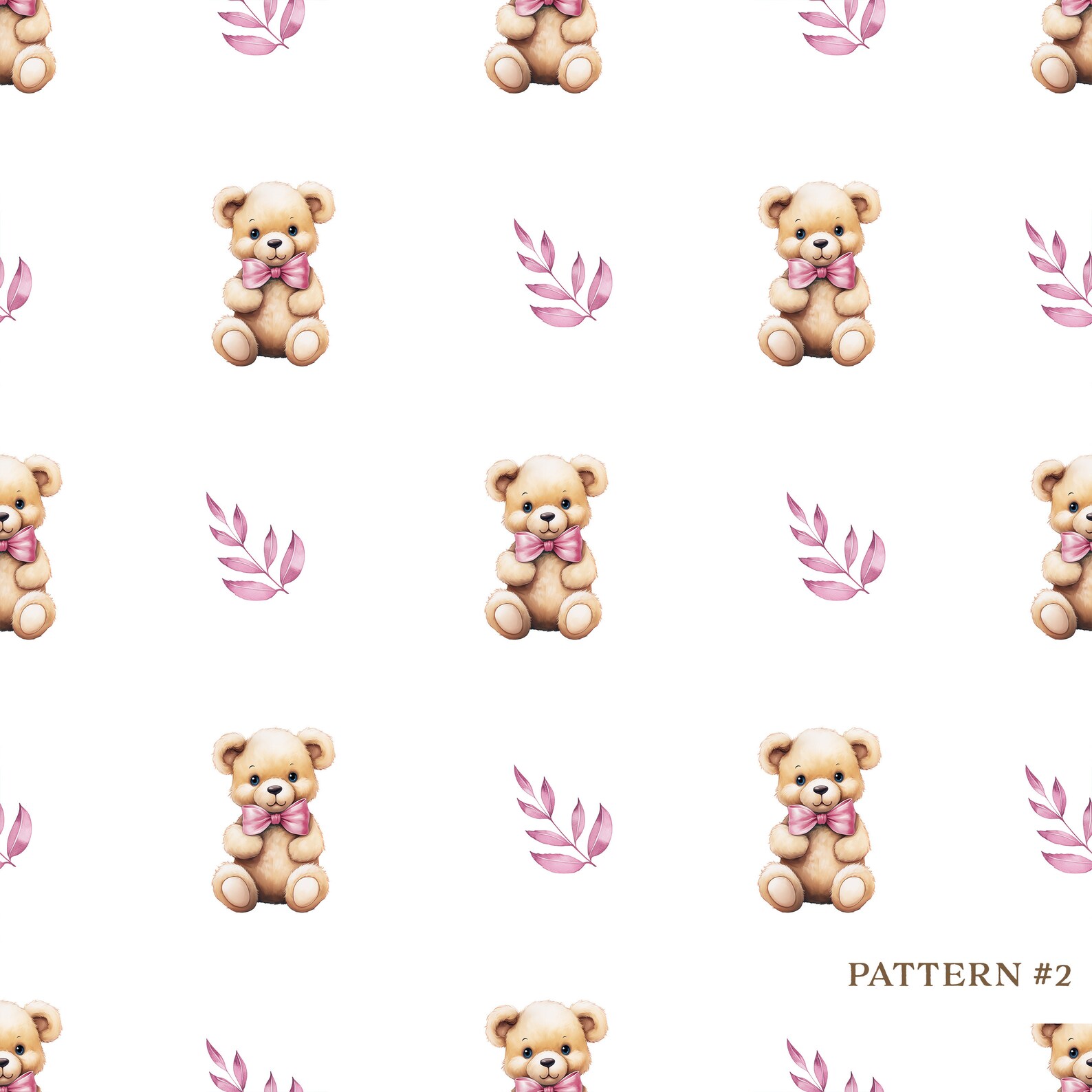 Teddy Bear Pink Bow Seamless Pattern-repeating Pattern-teddy Bear ...