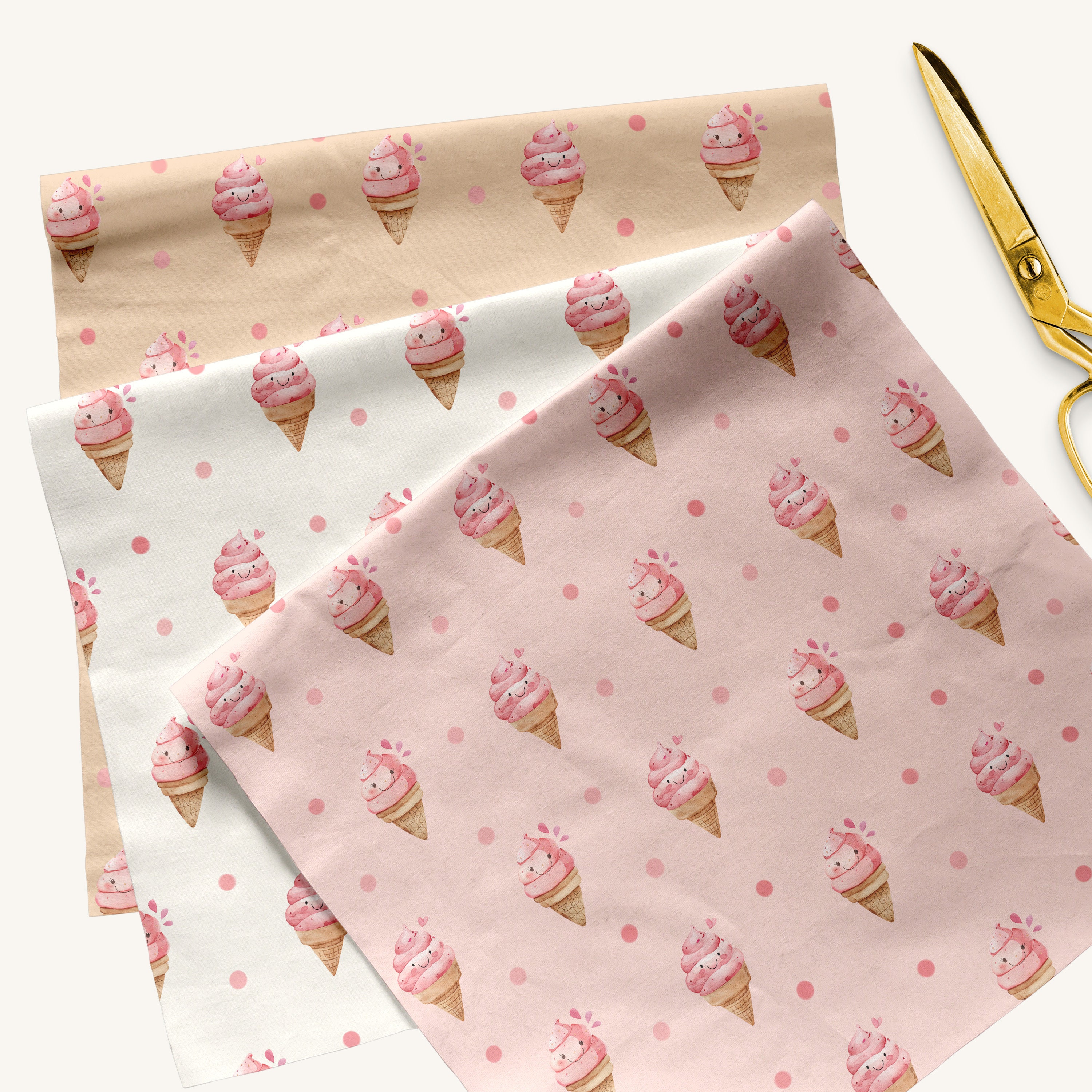 Ice Cream Seamless Pattern-kawaii Watercolor-digital Paper-baby ...