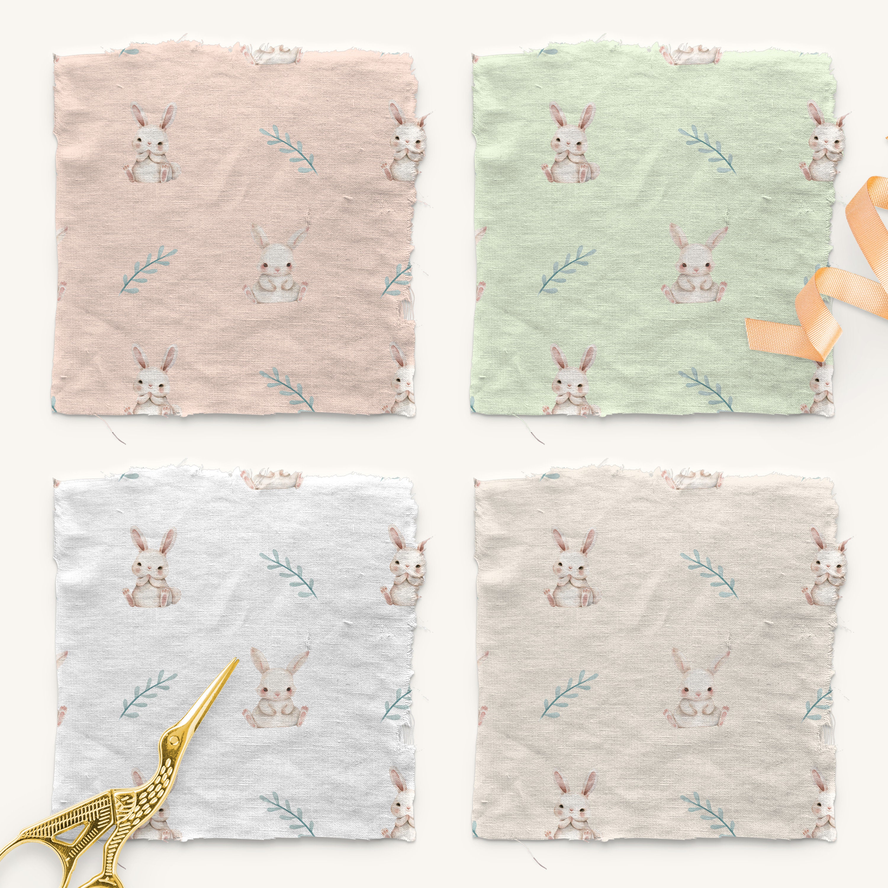 Cute Bunny Seamless Pattern - Rabbit Watercolor Pattern - Digital Paper ...