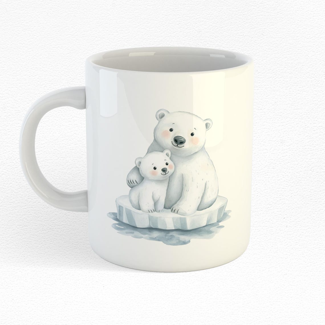 Mama Polar Bear Clipart-watercolor Polar Bears Clipart-cute Baby Polar ...