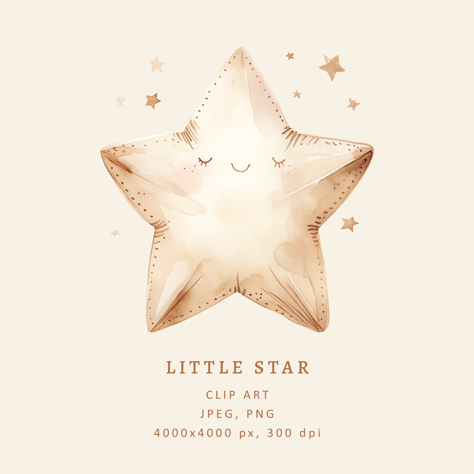 Star Clip Art-celestial Watercolor Illustration-baby Nursery Clipart ...