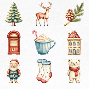 Christmas Clipart-watercolor Christmas Bundle-cute Christmas PNG Bundle ...