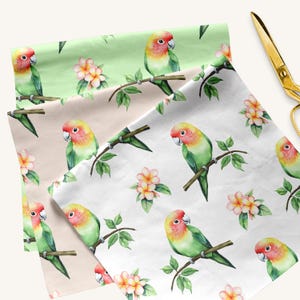 Lovebird Floral Seamless Pattern, Parrot Pattern,tropical Bird Digital ...