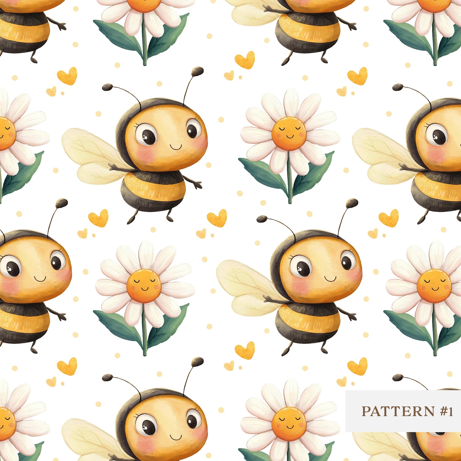 Cute Bee Seamless Pattern | Honey Bee Seamless Patterns PNG | Printable ...