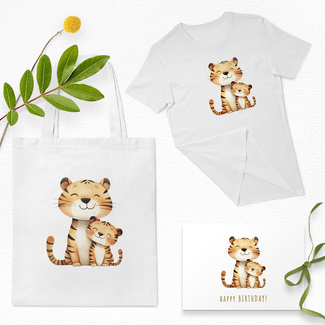 Watercolor Tiger and Cub Illustration PNG, Cute Jungle Animal Clipart ...