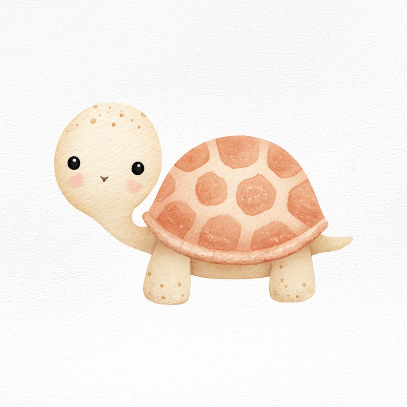 Cute Turtle Clipart PNG, Baby Turtle Illustration, Nursery Animal Art ...