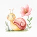 Cute Snail Watercolor Clipart PNG, Nursery Wall Art, Woodland Animal ...