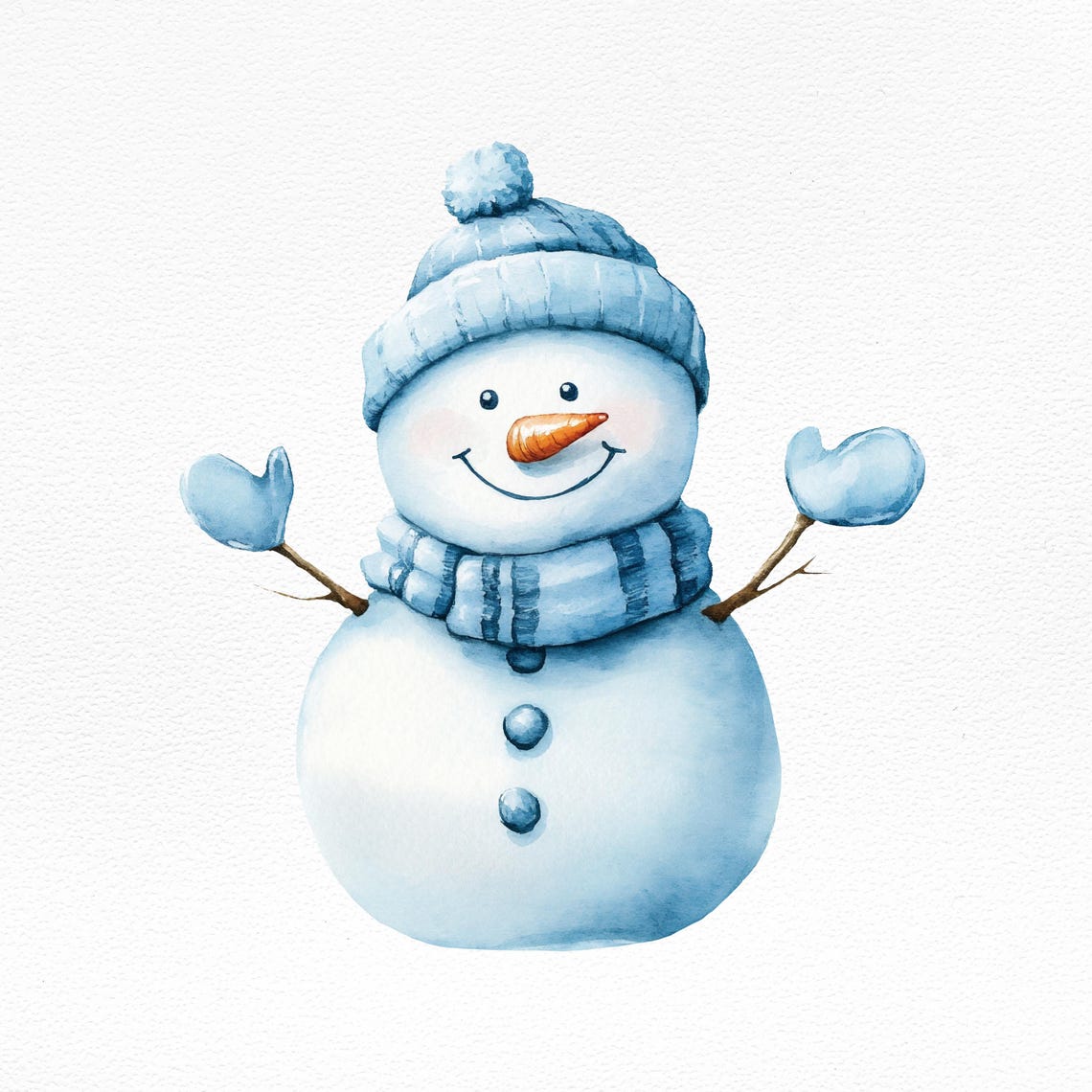 Watercolor Snowman Clipart | Cute Winter Christmas Illustration ...