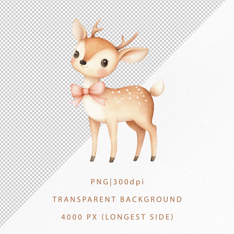Cute Deer Clipart, Woodland Fawn PNG, Nursery Decor, Scrapbooking ...