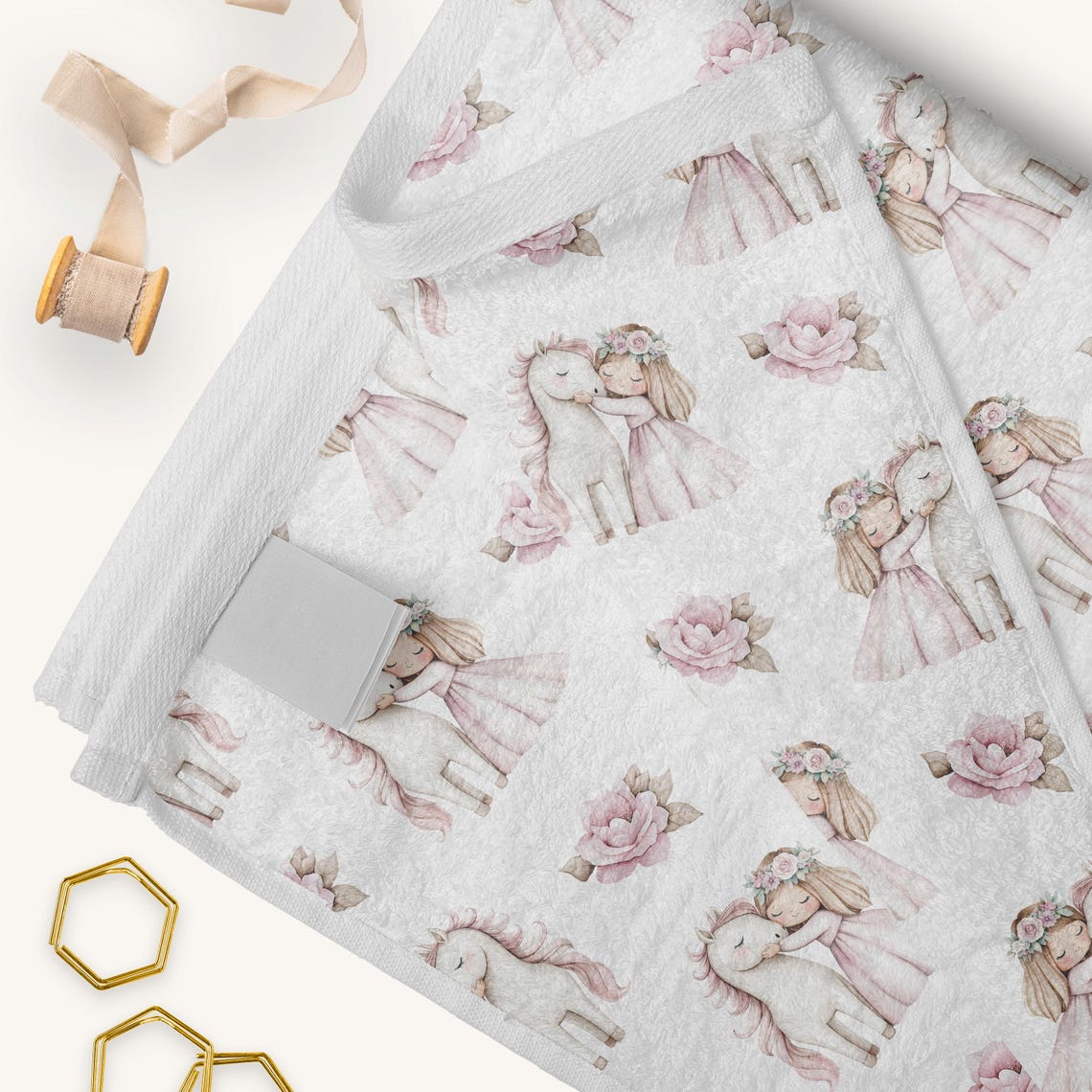 Seamless Watercolor Girl and Cute Horse Pattern, Digital Download ...